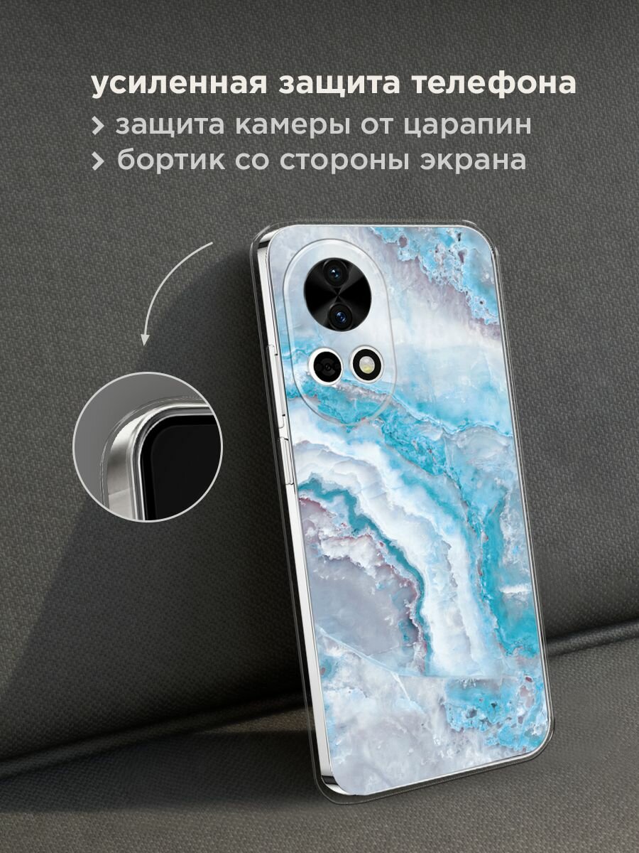 Чехол на Huawei Nova 12/Nova13 / Хуавей Нова 12/Нова 13 с принтом "Нежно-голубой мрамор" — фото 1