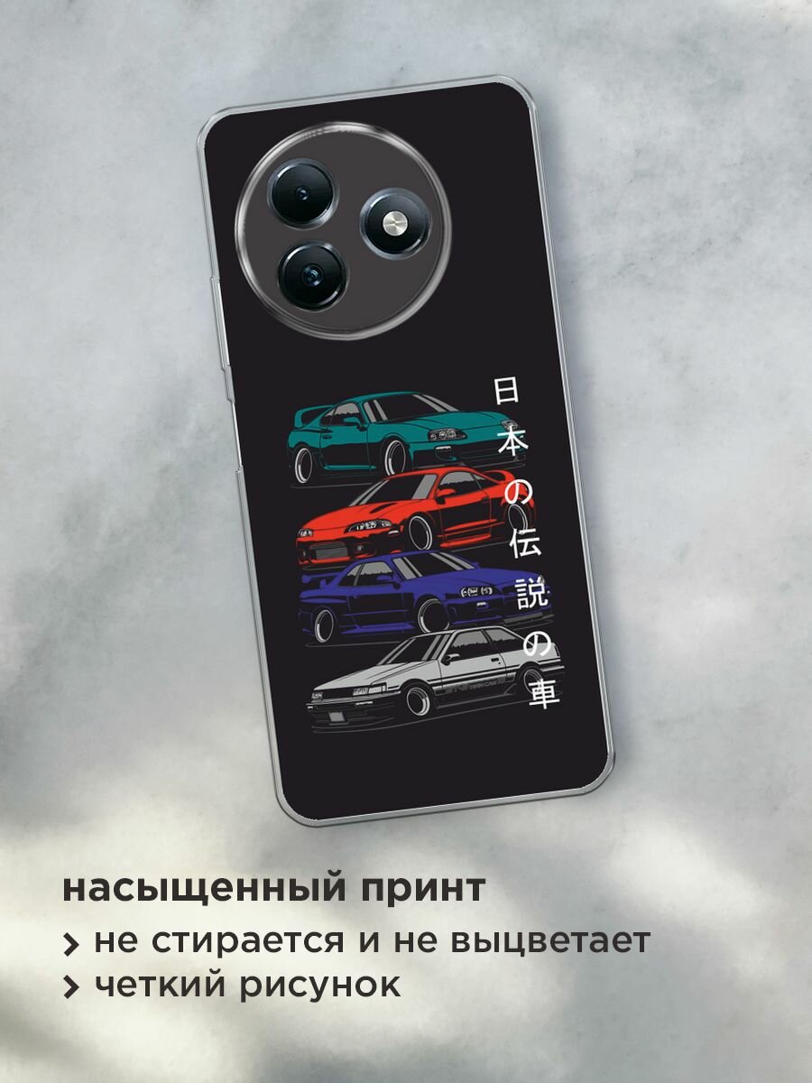 Силиконовый чехол на Itel S24 / Ител S24 с принтом "JDM Legend cars" — фото 1