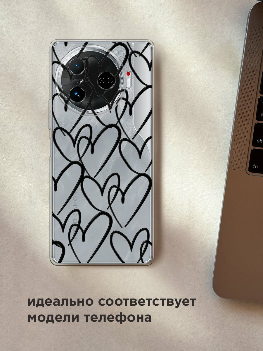 Чехол на Tecno Camon 30 Pro 5G / Текно Камон 30 Про 5G с принтом "Hearts doodle black 1" — фото 1