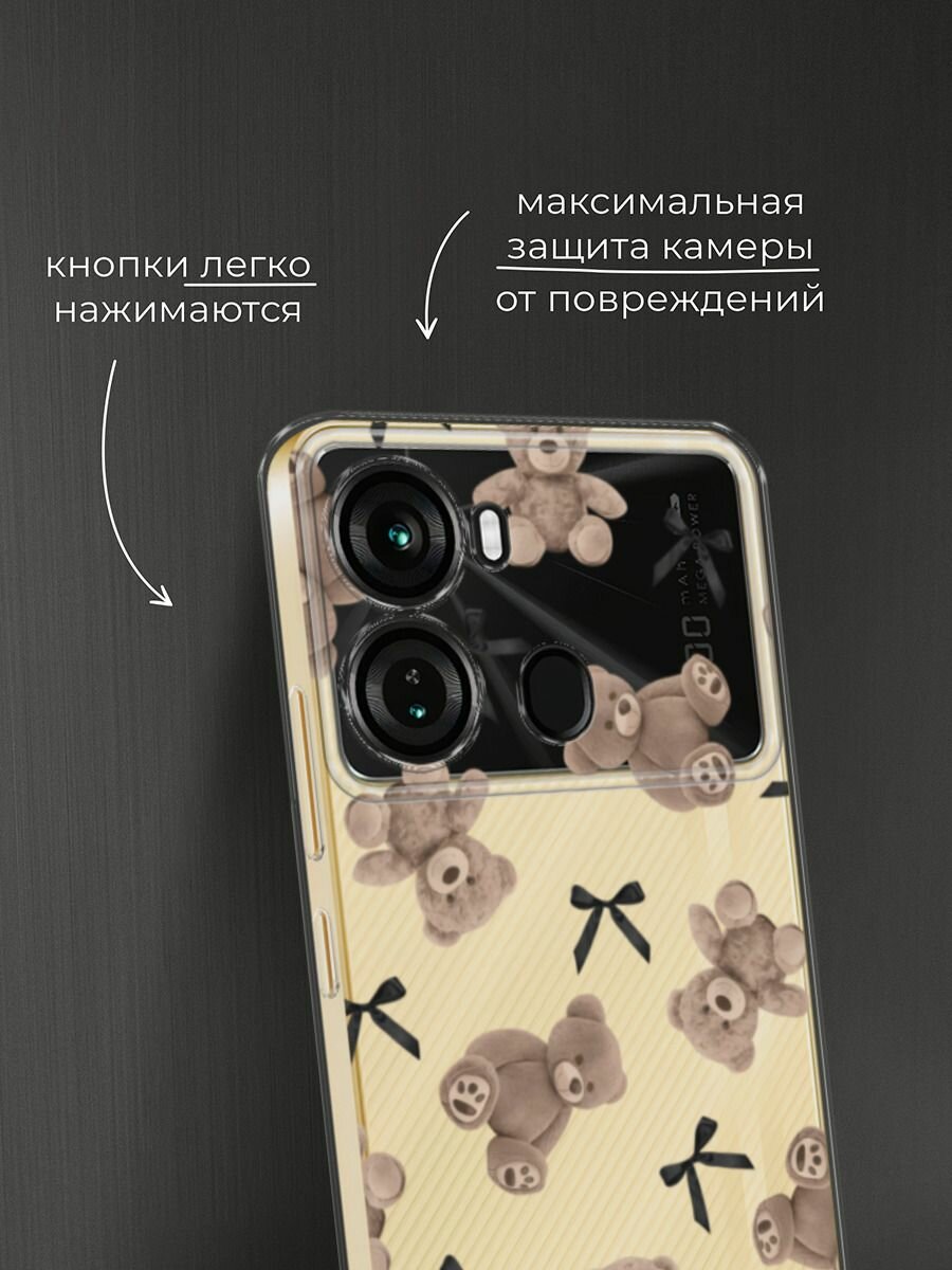 Чехол на Itel P40 / Ител P40 с принтом "Плюшовые мишки 2", прозрачный — фото 1