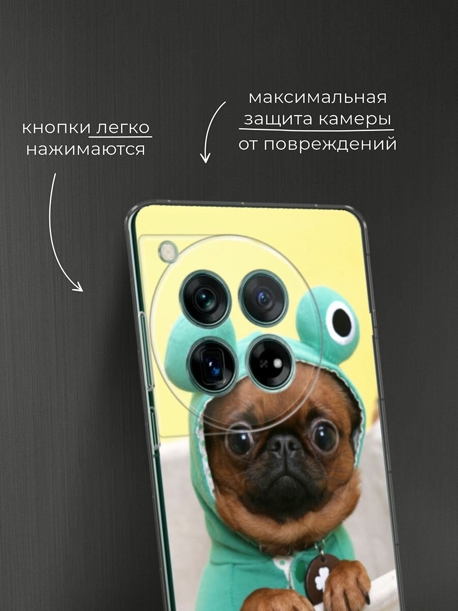 Чехол на OnePlus 12 / Ван Плас 12 с принтом "Собачка в шапке лягушки" — фото 1