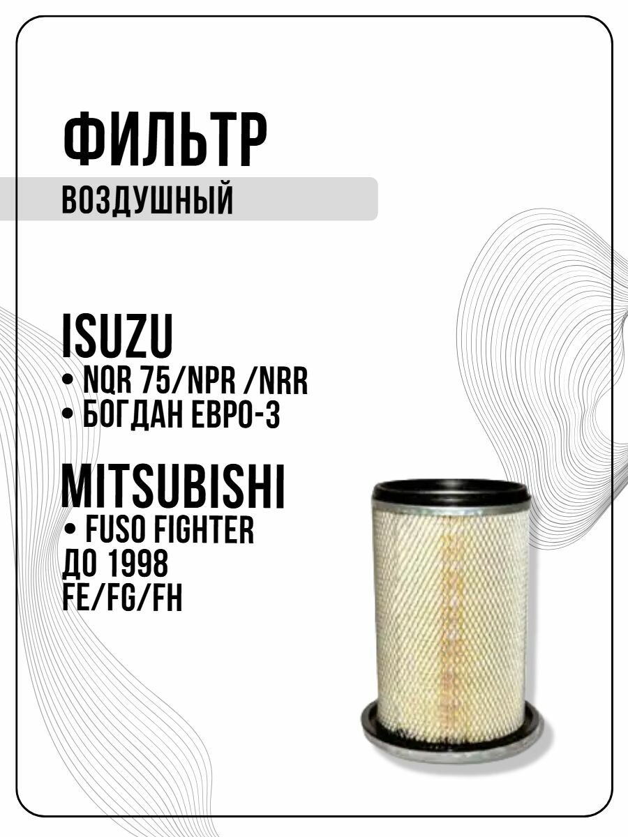 Isuzu NQR 75 Фильтр воздушный Исузи Богдан Евро-3 Mitsubishi Fuso Fighter -98 FE/FG/FH Isuzu NQR NPR NRR