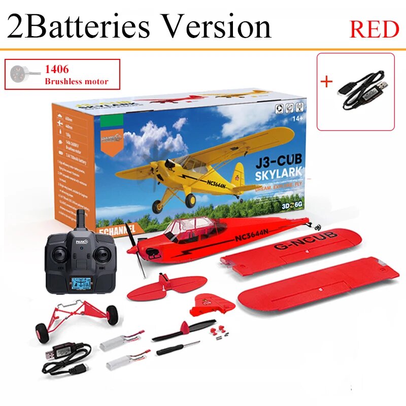 WLtoys J3-CUB Р/У самолет Красный, J3-CUB 2B RED