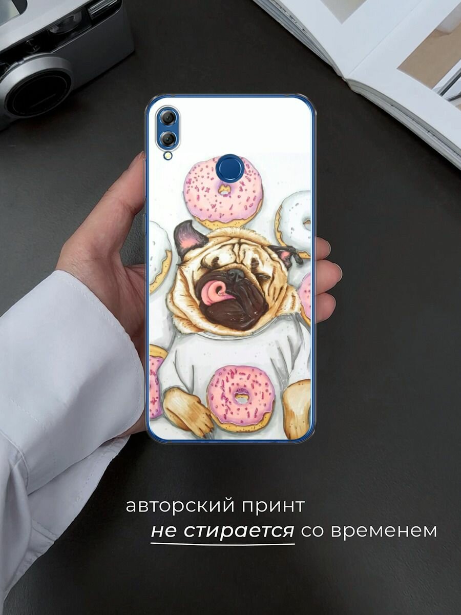 Силиконовый чехол на Honor 8X / Хонор 8Х с принтом "Счастливый мопс" — фото 1