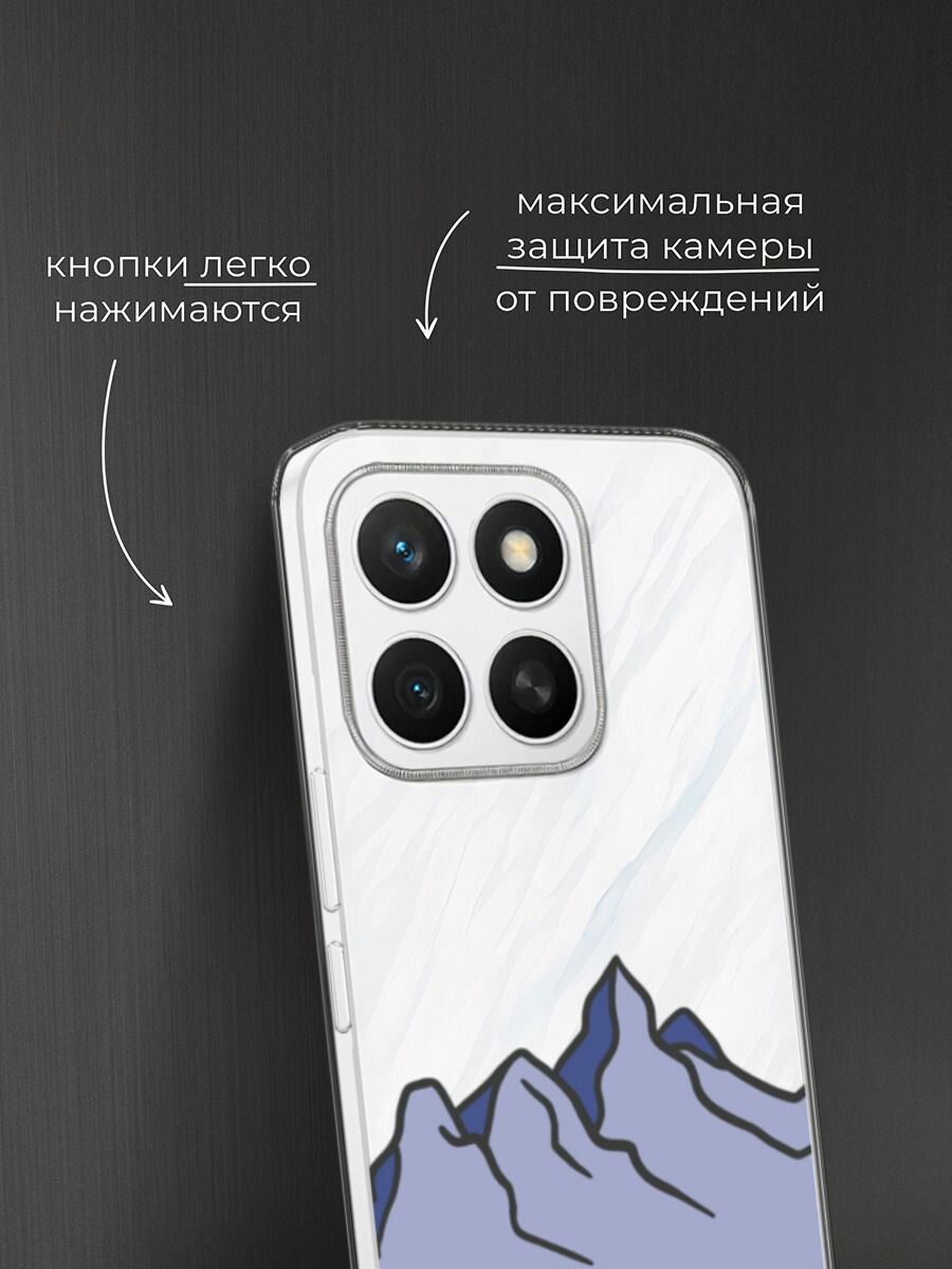Силиконовый чехол на Honor X8c / Хонор X8c с принтом "Гора", прозрачный — фото 1