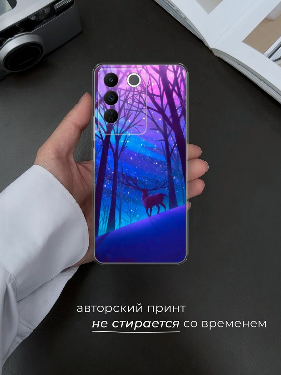 Силиконовый чехол на Vivo V27e / Виво V27e с принтом "Северный олень" — фото 1