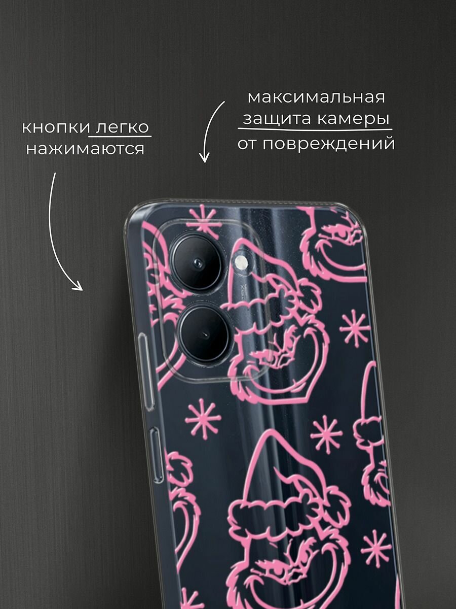 Чехол на Realme C33 / Реалми С33 с принтом "Розовый Гринч 3" — фото 1