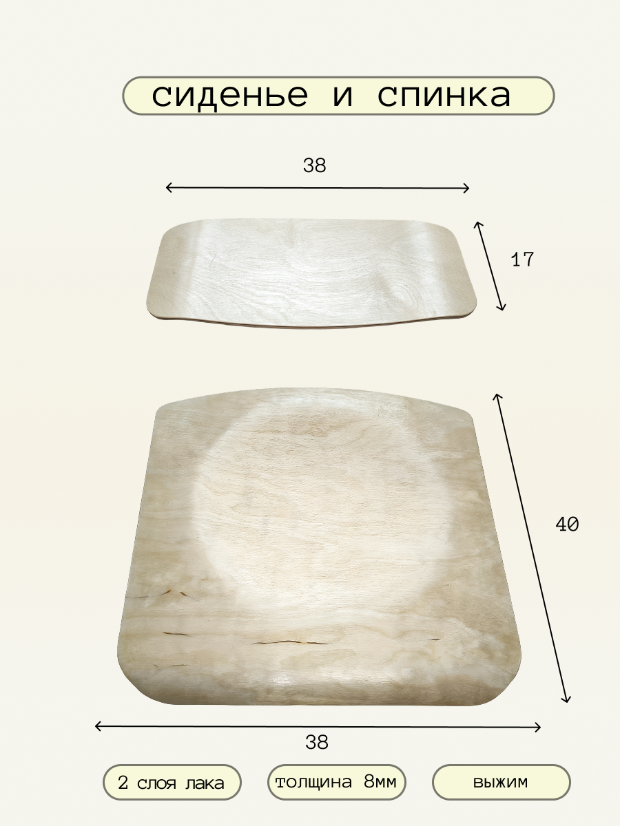 Сиденье и спинка для стула ученического 7 группы роста, фанера