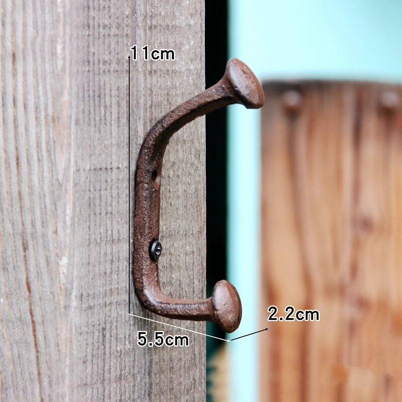 Винтажные кованые крючки для одежды, Nail double hook