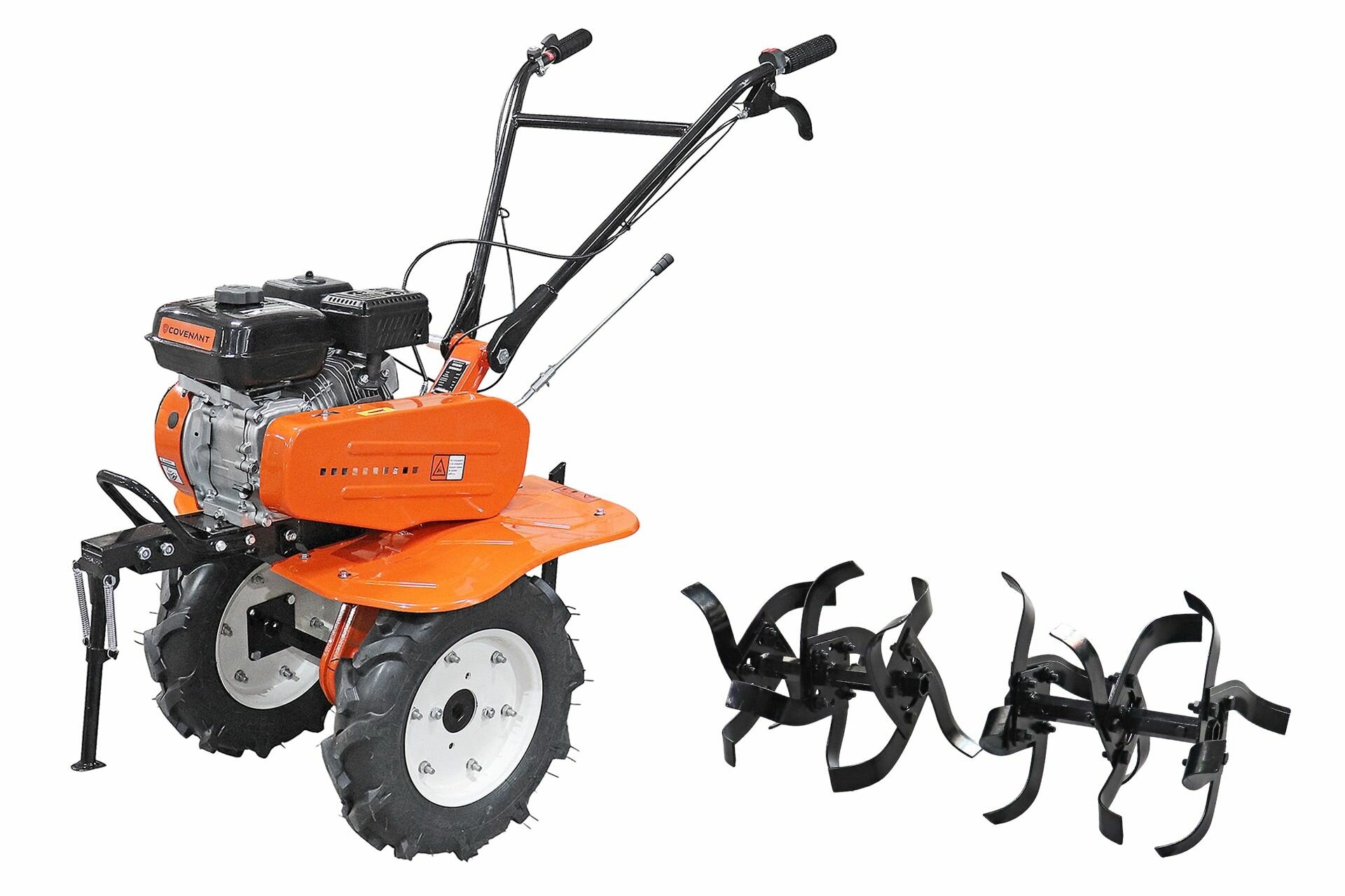Мотоблок COVENANT 7 л. с МБ7-95 бензиновый (2F/1R, 170F, редуктор чугунный, ручной старт, русская сцепка, 3 группы фрез по 4 ножа, шкив) колеса 4*10