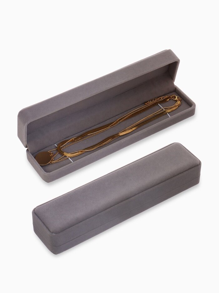 Футляр бархатный под браслет, цепочку, часы «Пенал», 22×5.2×3.5 см, (полезная часть 21.3×4 см), серый