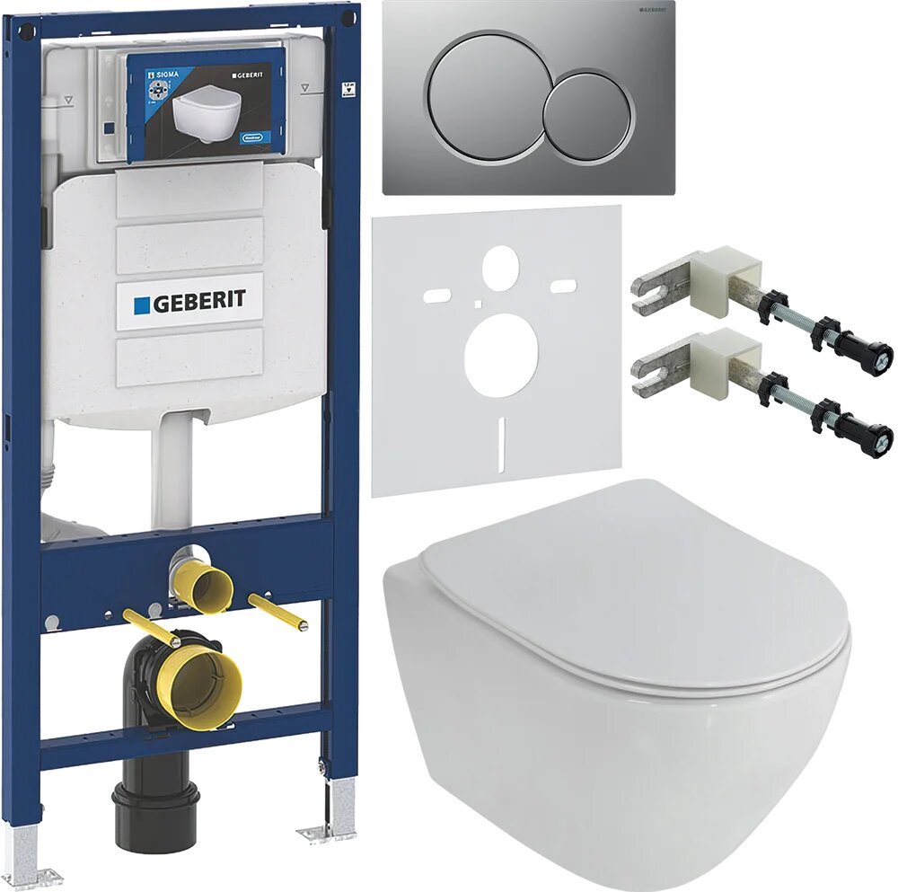 Комплект 6 в 1 Унитаз подвесной Cezares Stylus CZR-513-TH-R / Сиденье BelBagno BB2034SC с микролифтом / Инсталляция Geberit Duofix UP 320 111.300.00.5 (111.950.00.6), Кнопка Sigma 01 115.770. JQ.5 цве