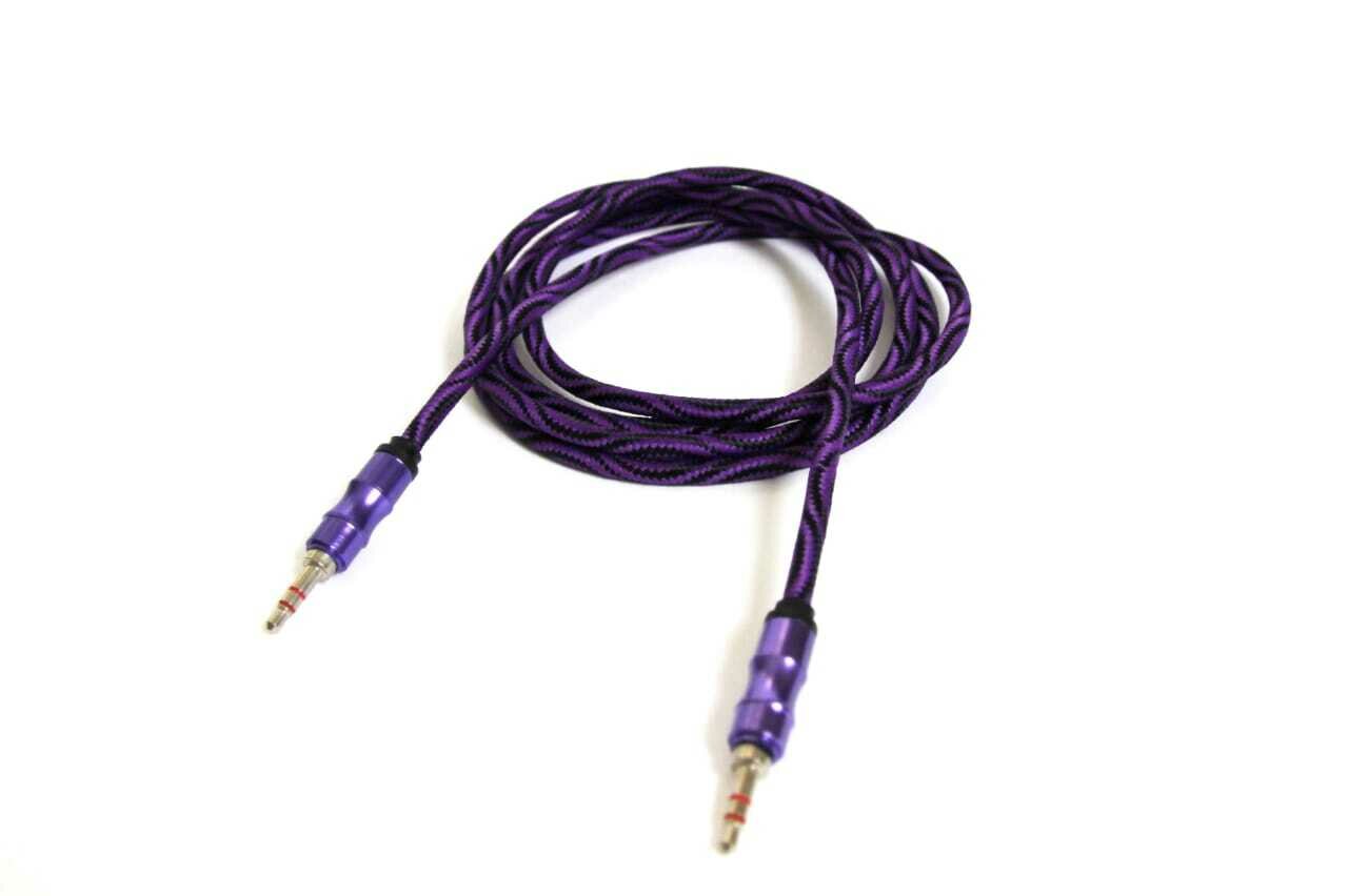 Кабель AUX 2 метра сиреневый, ткань