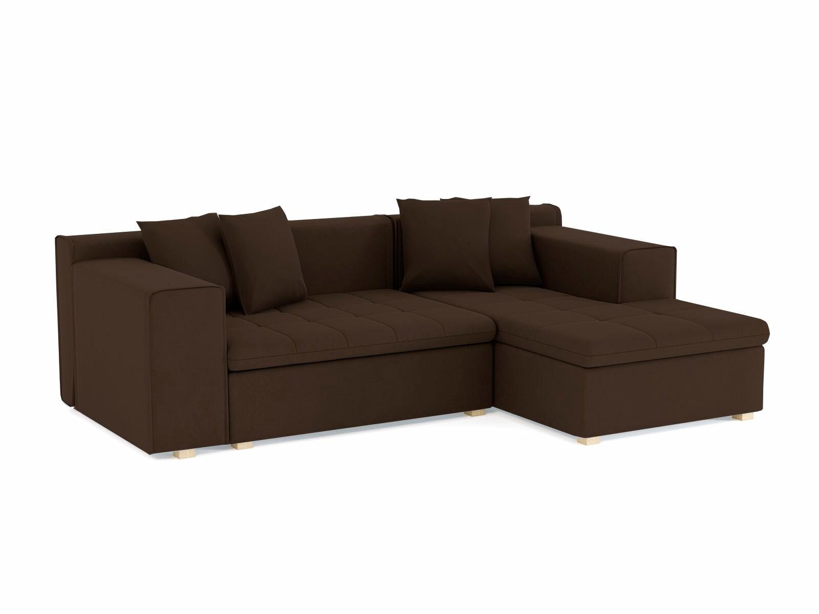 Угловой диван Чикаго, без механизма трансформации, угол левый/правый, велюр Зара Браун 20