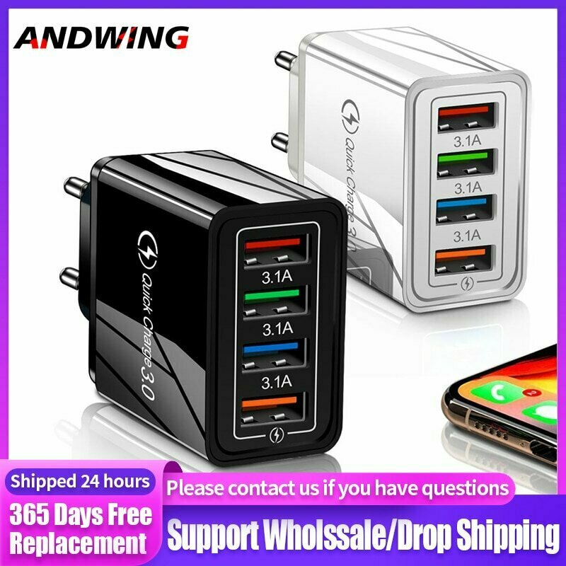 Зарядное устройство USB с вилкой ЕС/США, быстрая зарядка 3.0 для телефона, адаптер для iPhone 12 Pro Max, планшета, портативное мобильное зарядное устройство, быстрая зарядка