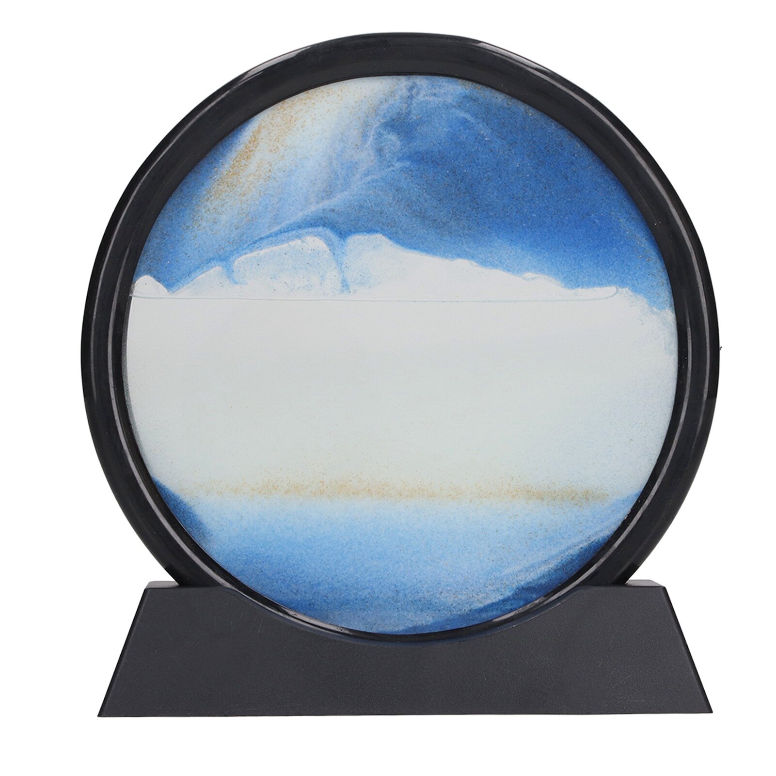 7in Moving Sand Art Picture Relaxing Decoration 3D Quicksand Painting Decor for Home Desk Office Blue