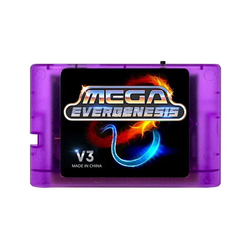 EVERGENESIS MD V3 Pro игровая карта 3000 в 1 для Sega Genesis Mega Drive Фиолетовый, Purple