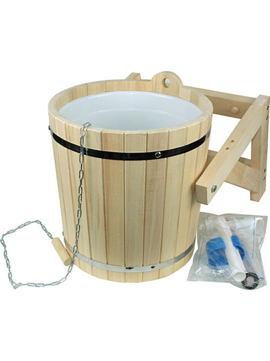 Обливное устройство суши веник, натуральное дерево, 15л, липа, с пластиковой вставкой
