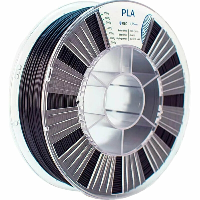 Катушка PLA пластик REC 1.75мм черный, 1984906