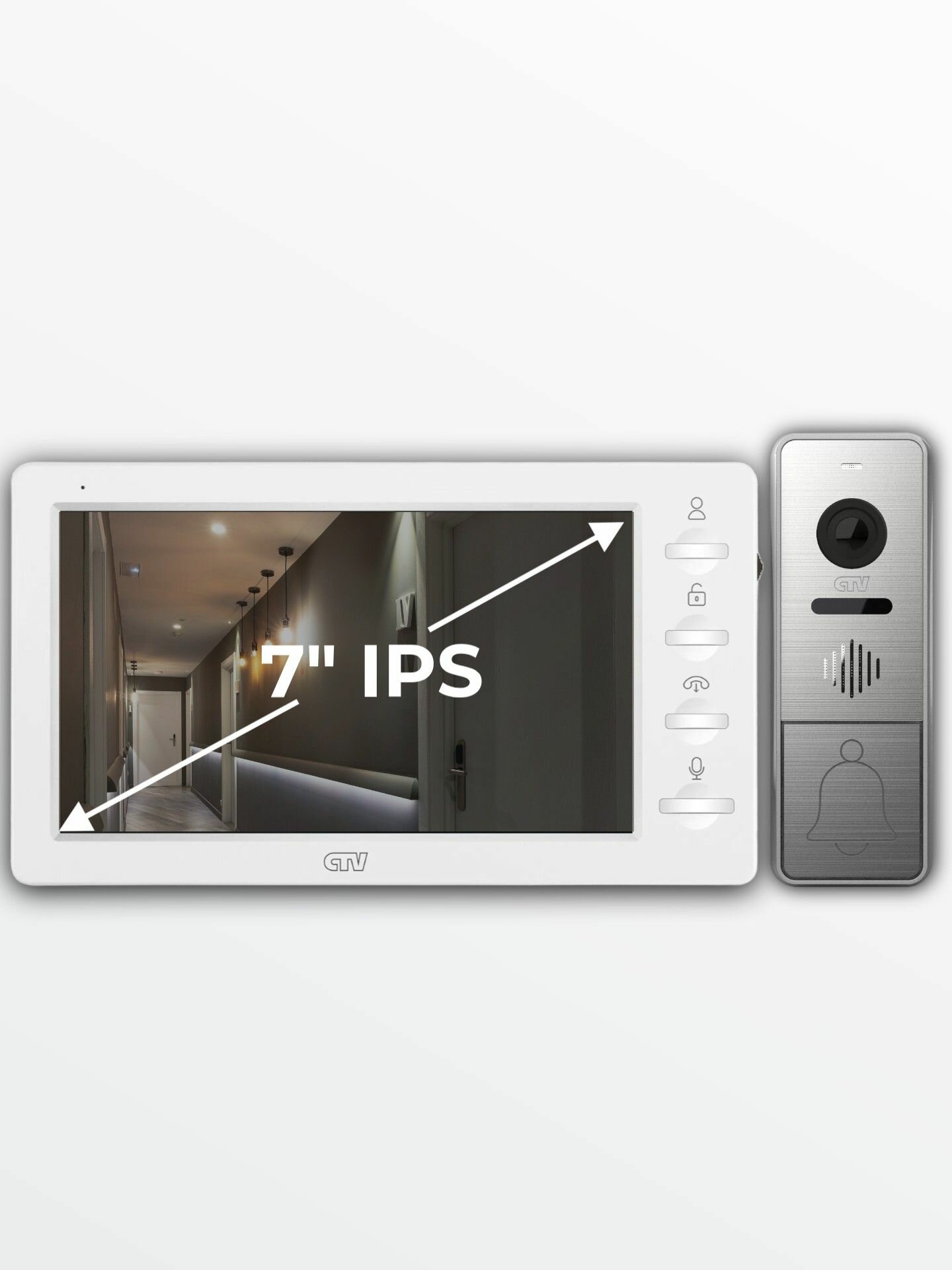 Комплект видеодомофон для квартиры: аналоговый монитор 7" CTV-M3702 Gamma + вызывная панель CTV-D4005, для дома или офиса, удаленное открытие замка, подключение к подъездному домофону