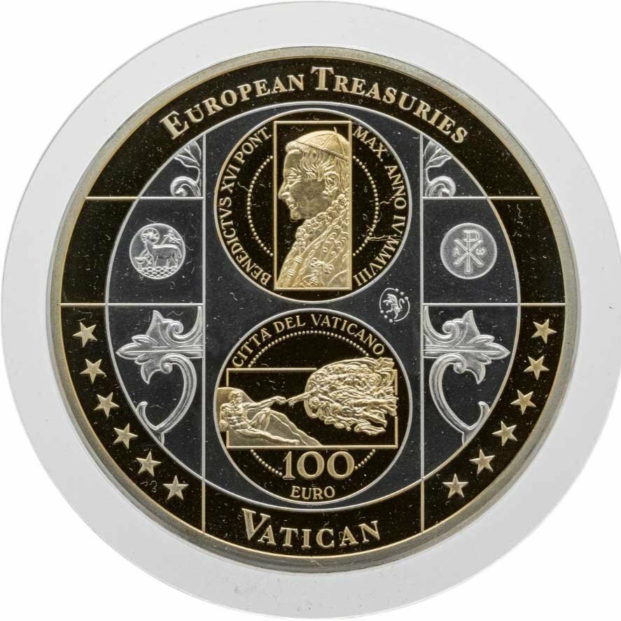 Острова Кука 20 долларов 2008 "Европейская сокровищница - Ватикан", в футляре, Серебро 999, в сохранности Proof