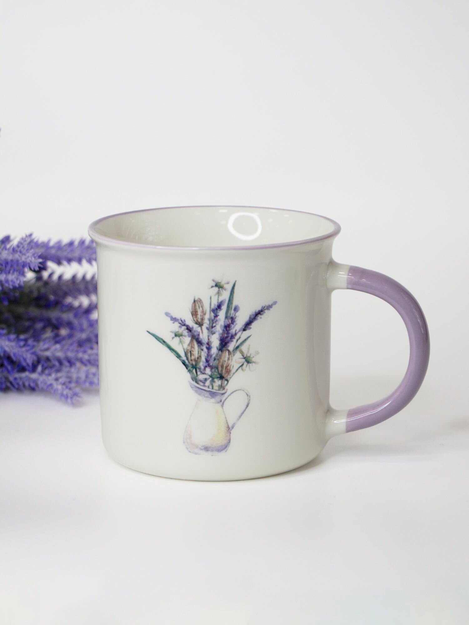 Кружка дачная, сиреневый букет, фарфор,400 мл, федерация - 1 шт