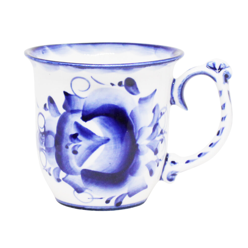 Фарфоровая кружка ручной работы "Виктория", (Гжель)