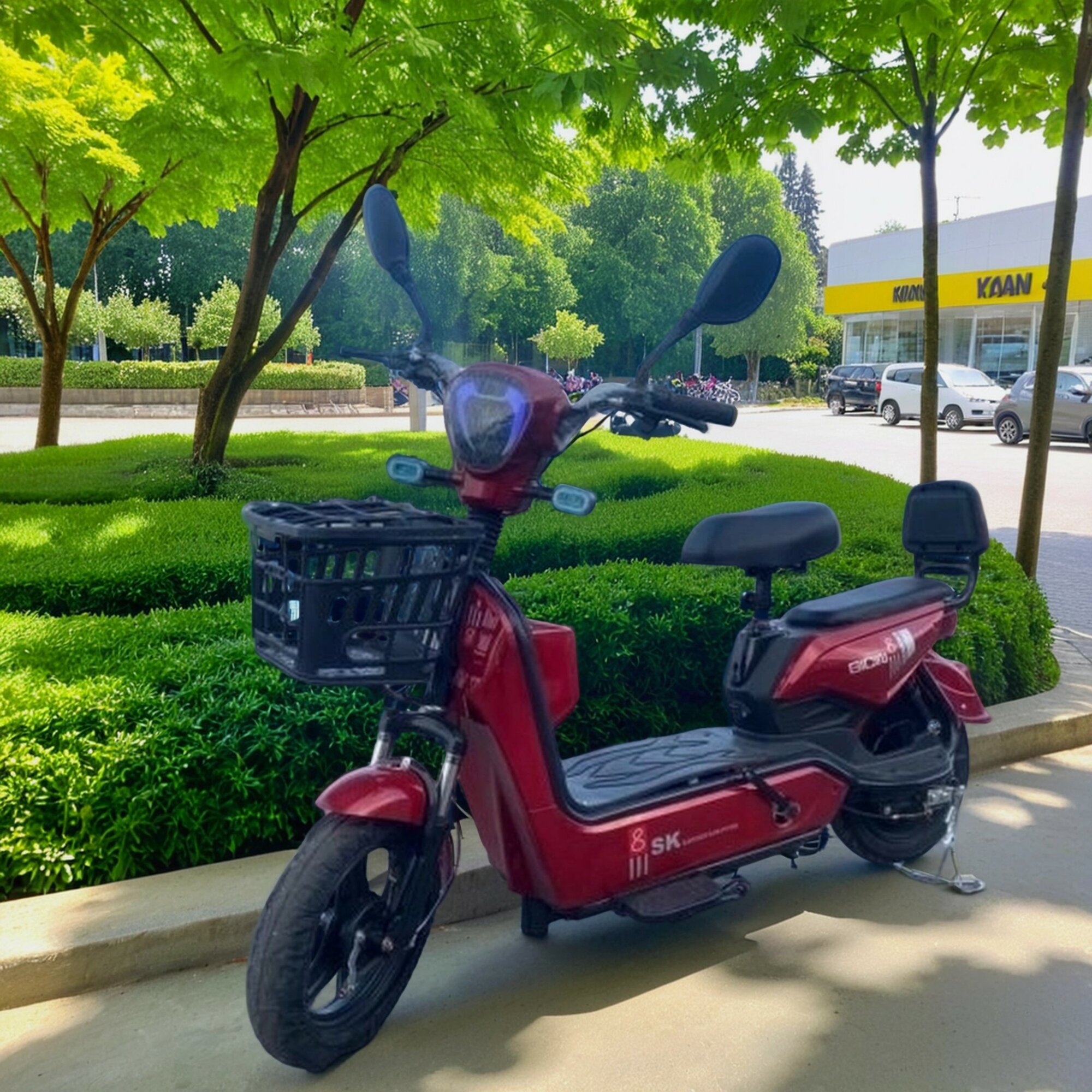 Электроскутер Электровелосипед Мопед SK8 ROBOCOP, 800 Вт, Макс скорость 35км/ч, колеса 16" цвет красный