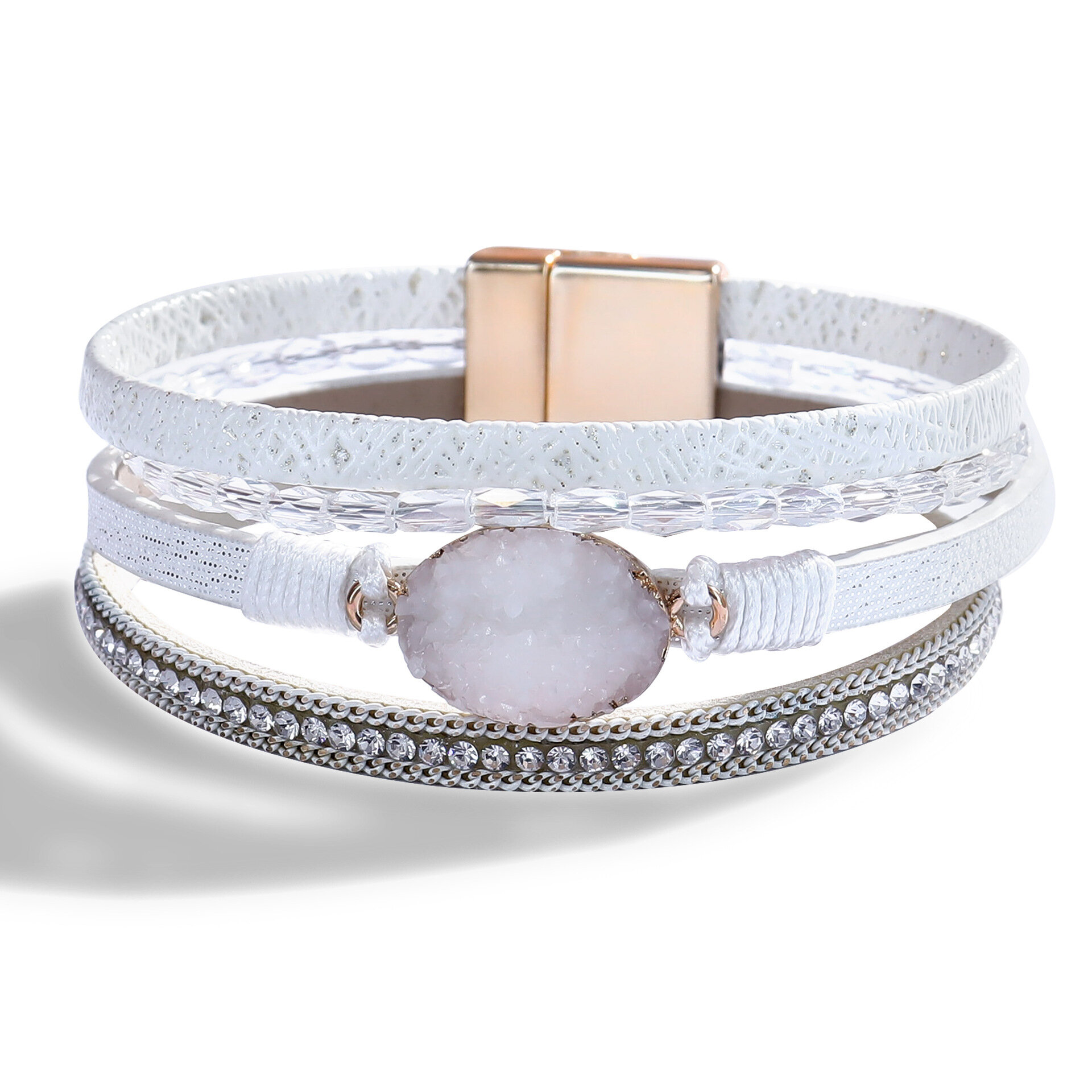 Браслет для гадания, YM Круглый Кристалл Циркон Кожа Магнитный Бохо Манжета Удача