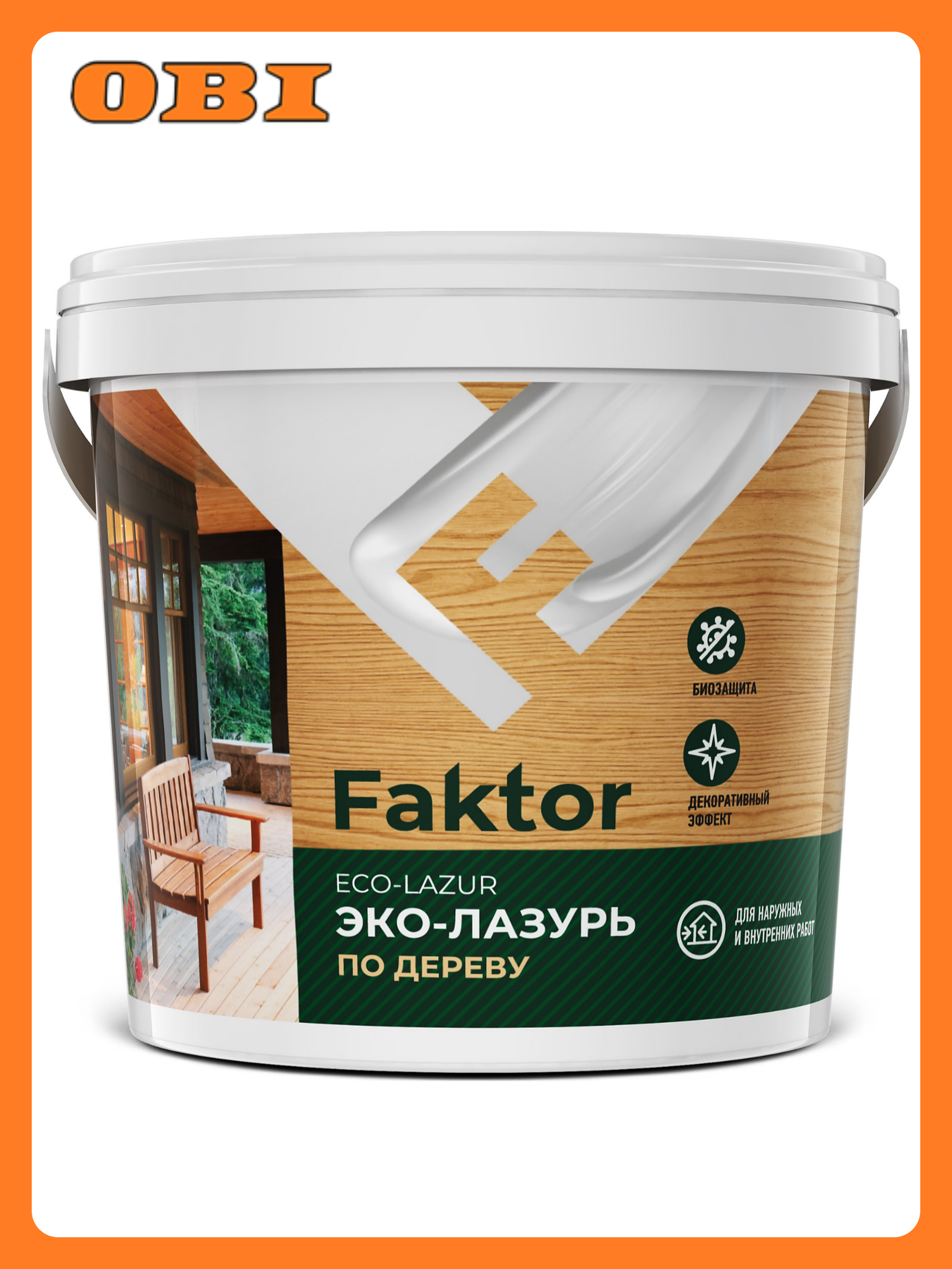 Эко-лазурь Faktor, для древесины, палисандр, матовая, 0,9 кг