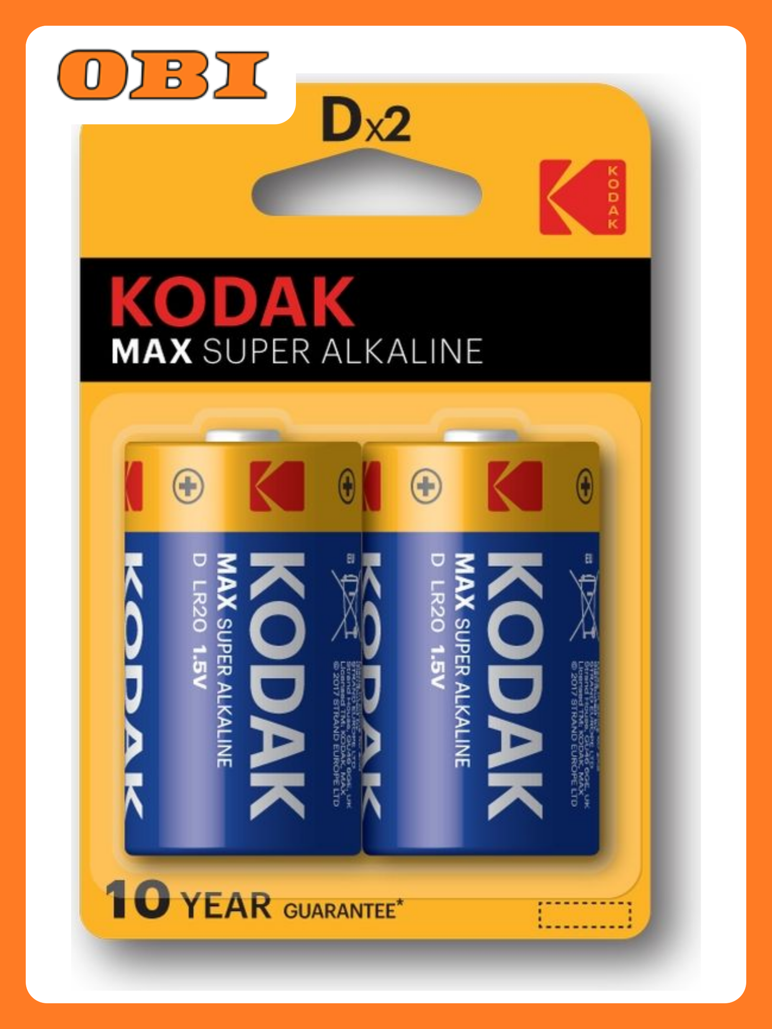 Алкалиновые батарейки Kodak LR6/D, 2 шт.