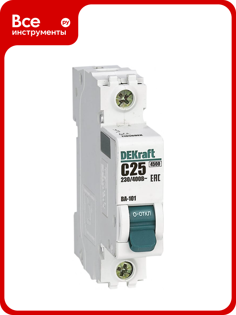Автоматический выключатель DEKraft (АВ) ВА-101, 1 Р, хар-ка C, 25 А, 4.5 кА