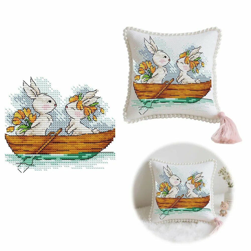 Вышитая игольница в подарок, 14ct, 16x14 см, комплект для вышивания крестом с кроликом