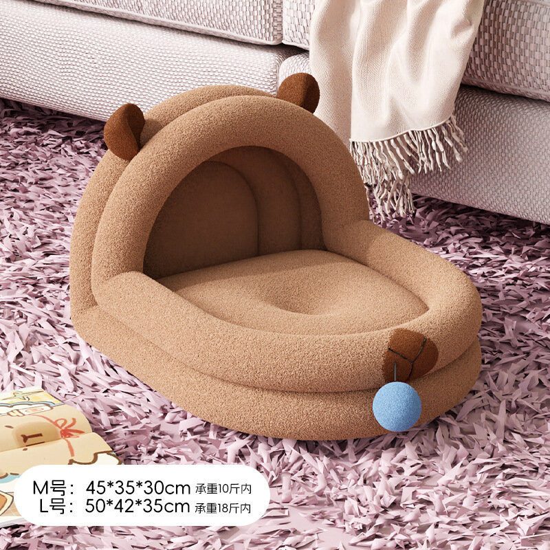 Кошачье гнездо Полузакрытая кошачья кровать Кошачий дом Зимний теплый домик для собак Всесезонные принадлежности для кошек
