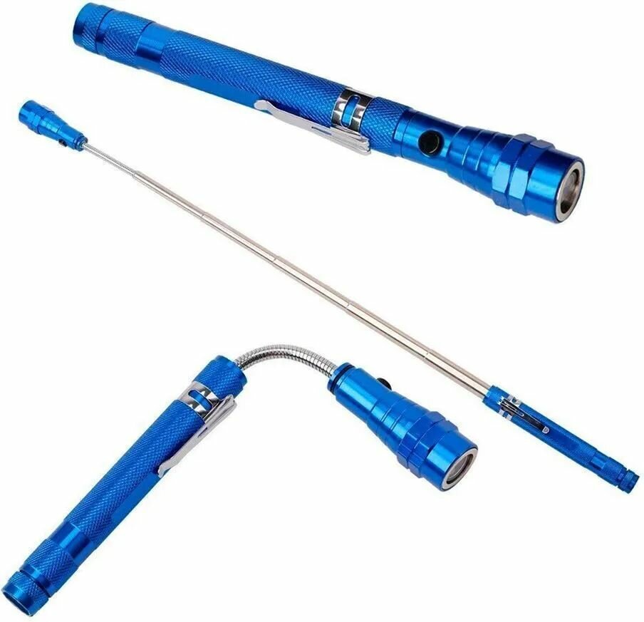 Телескопический фонарик с магнитом ручной светодиодный карманный