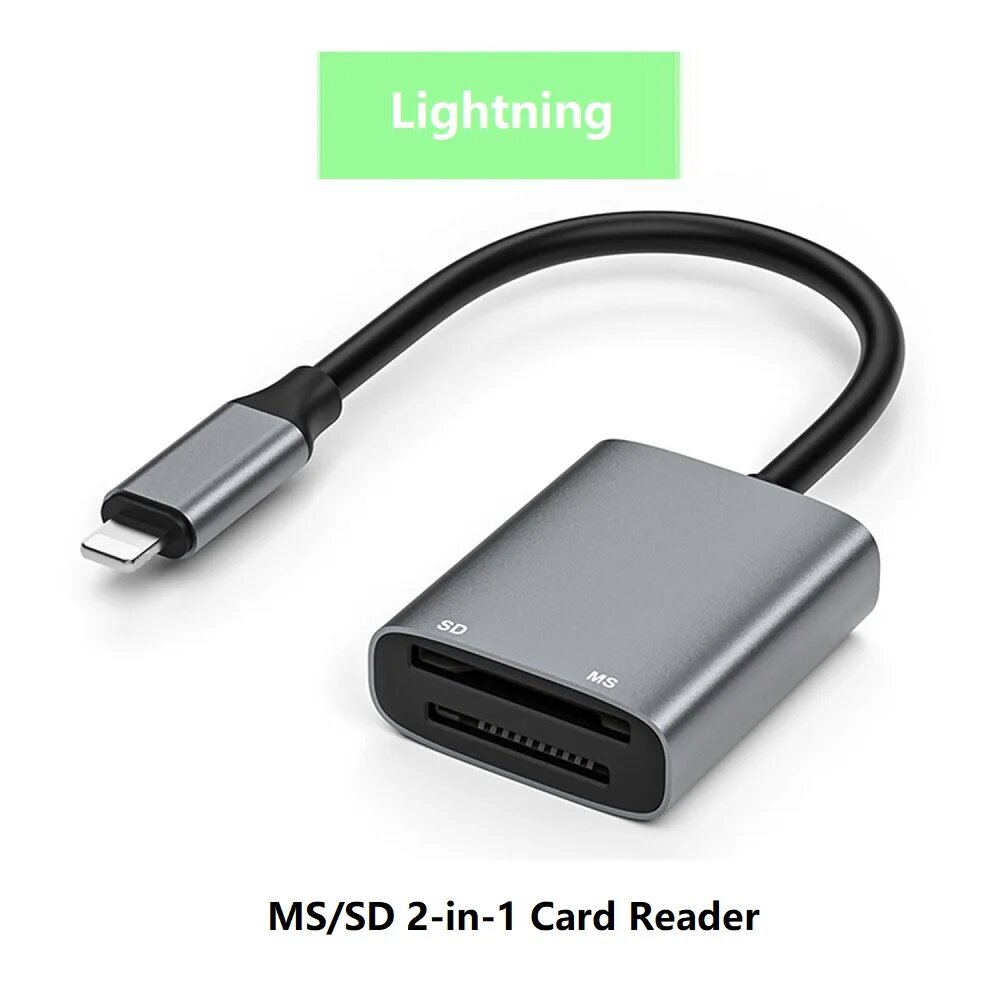 Адаптер USB C Memory Stick Pro Duo для iPhone MS/SD Card Reader для устройства Lightning Type-c Адаптер SD-карты поддерживает SD/SDHC/MS Lightning SD MS