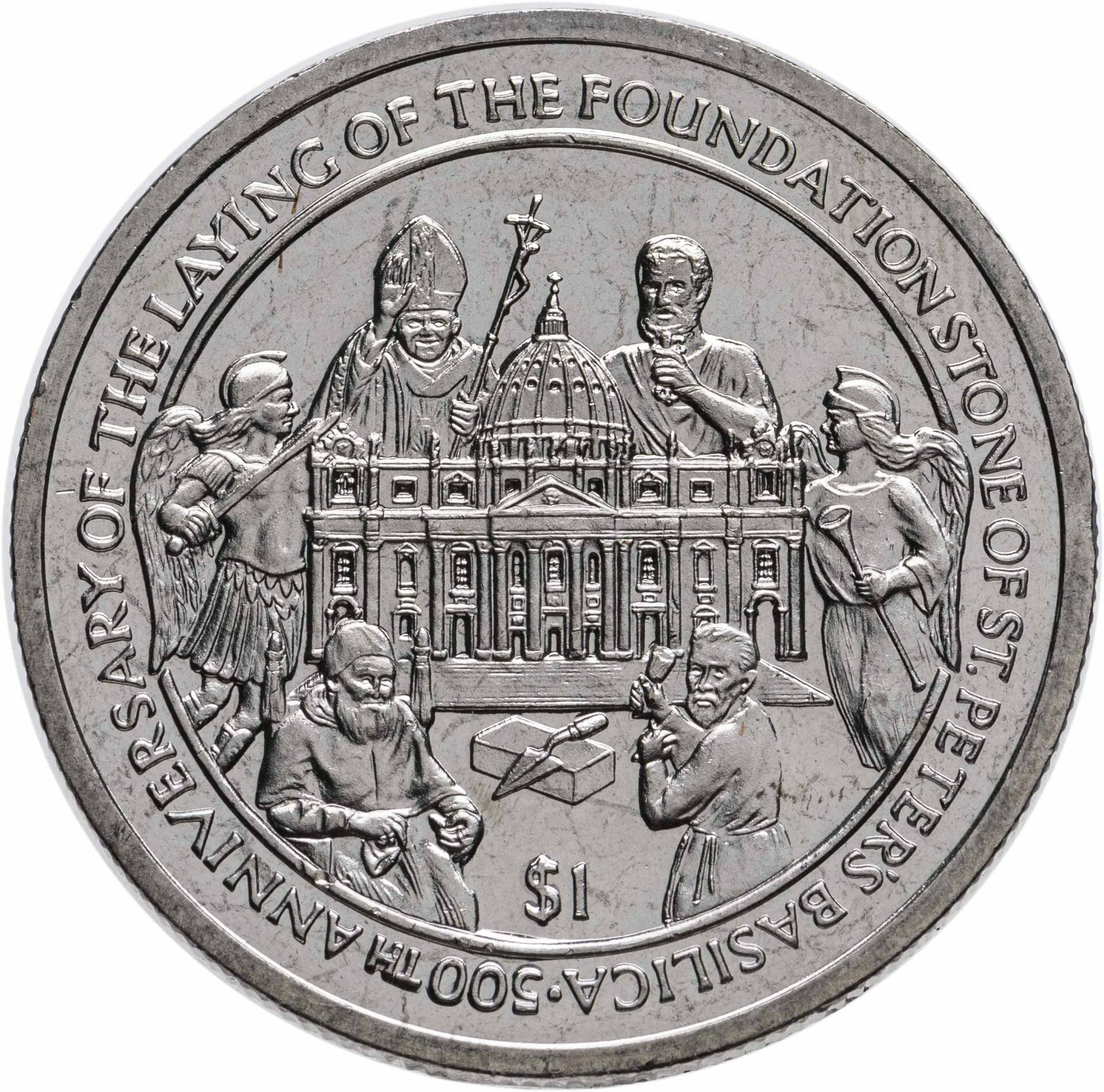 Сьерра-Леоне 1 доллар dollar 2006 "500 лет началу строительства Собора Святого Петра", Мельхиор медь-никель, в сохранности BUNC