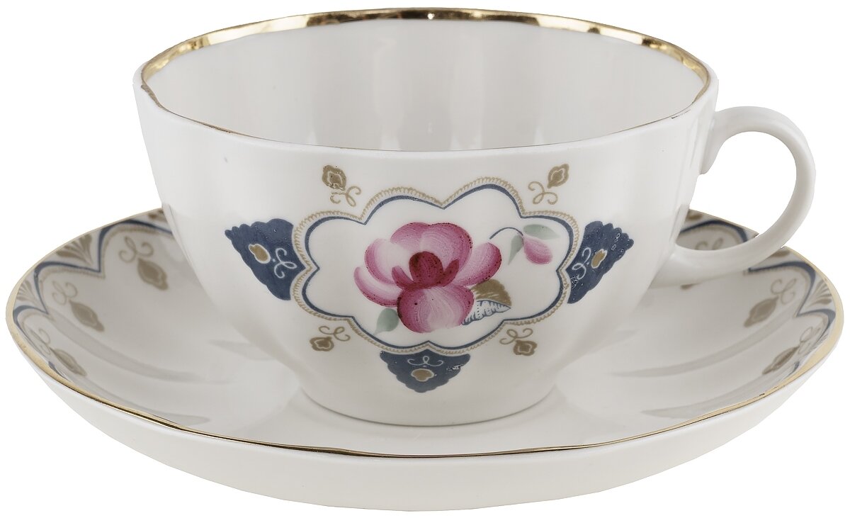 Чайная пара "Натали", Фарфор, винтаж, ЛФЗ, СССР, вторая половина 20 века (нюанс)