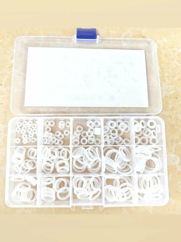 Набор уплотнительных колец 225 шт, силикон белый 15 размеров, резиновая прокладка O-ring для сантехники