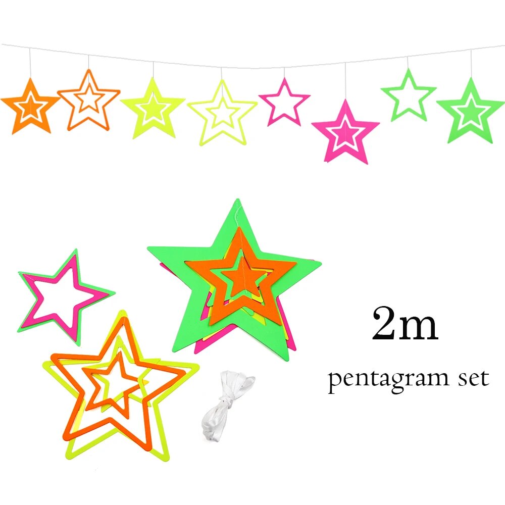Неоновые гирлянды из звезд 2м, Paper Garland P