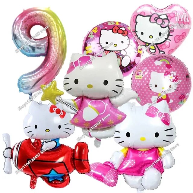 Украшения для дня рождения в стиле мультяшной Hello Kitty, милые латексные воздушные шары Hello Kitty, детские игрушки и подарки для вечеринки в честь рождения ребенка.