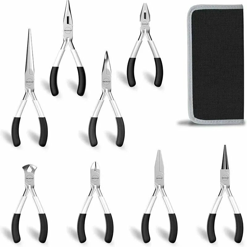 Набор мини-плоскогубцев из 8 шт, длинногубцы, диагональные инструменты для резки концов проволоки с сумкой для инструментов