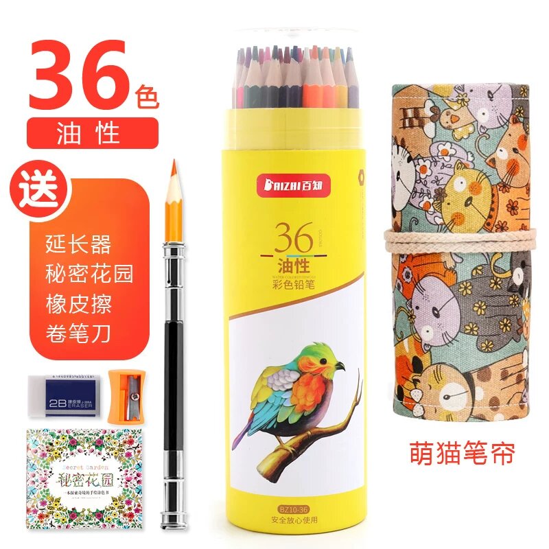 72 цвета водорастворимых цветных карандашей, масляные стираемые 48 цветов, набор для рисования, ручная роспись, карандашный рисунок "Секретный сад"