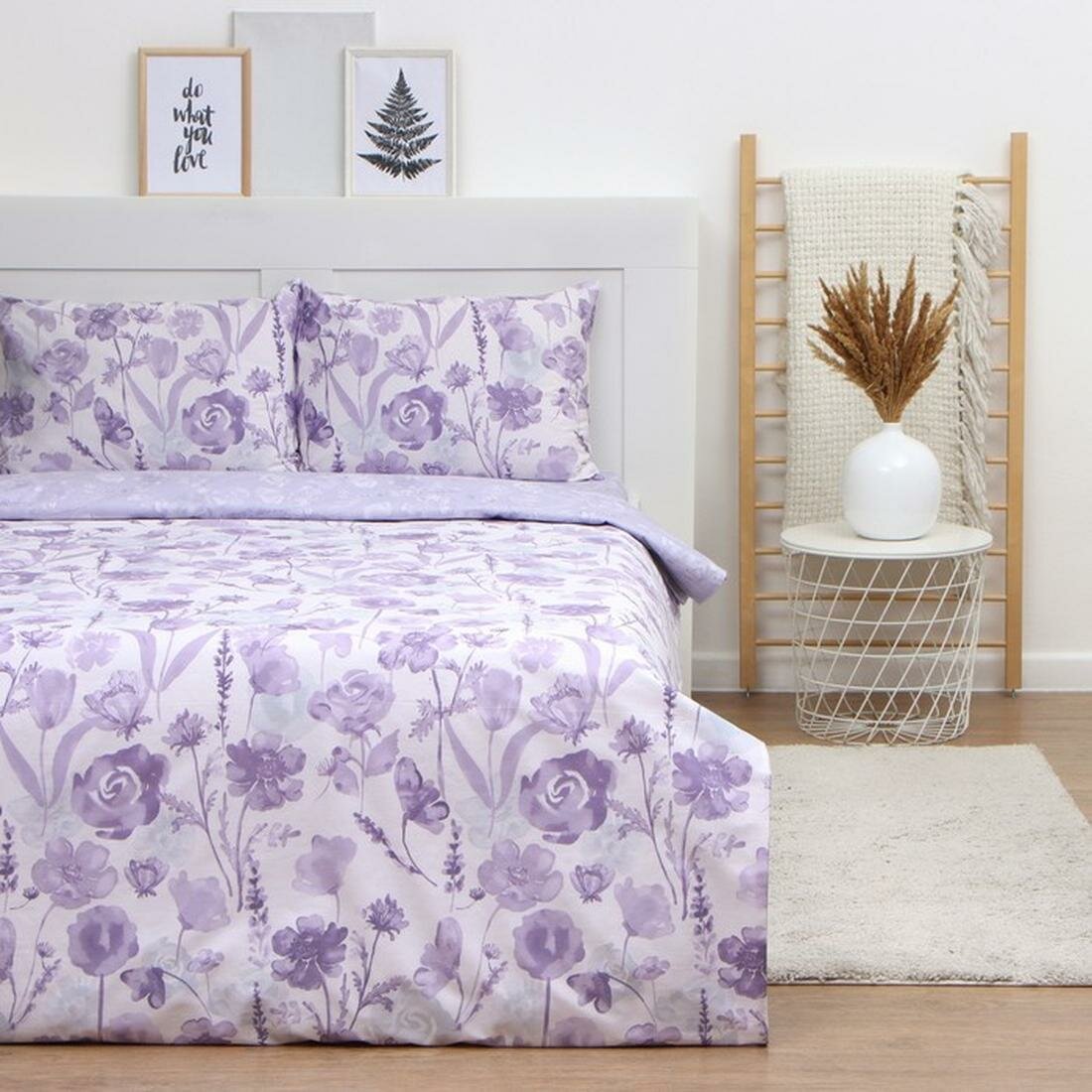 Постельное бельё LoveLife дуэт "Лавандовое поле" 143*215см-2шт,225*240см,50*70см-2шт, сатин, 125г/м²