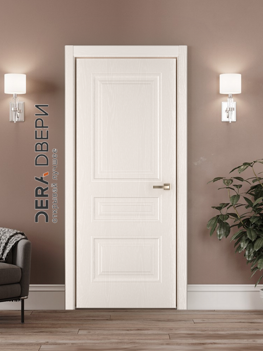Дверь межкомнатная Дера 3306, глухая , в комплекте, ПВХ, Платина, МДФ, 90х200 см, 1 шт.
