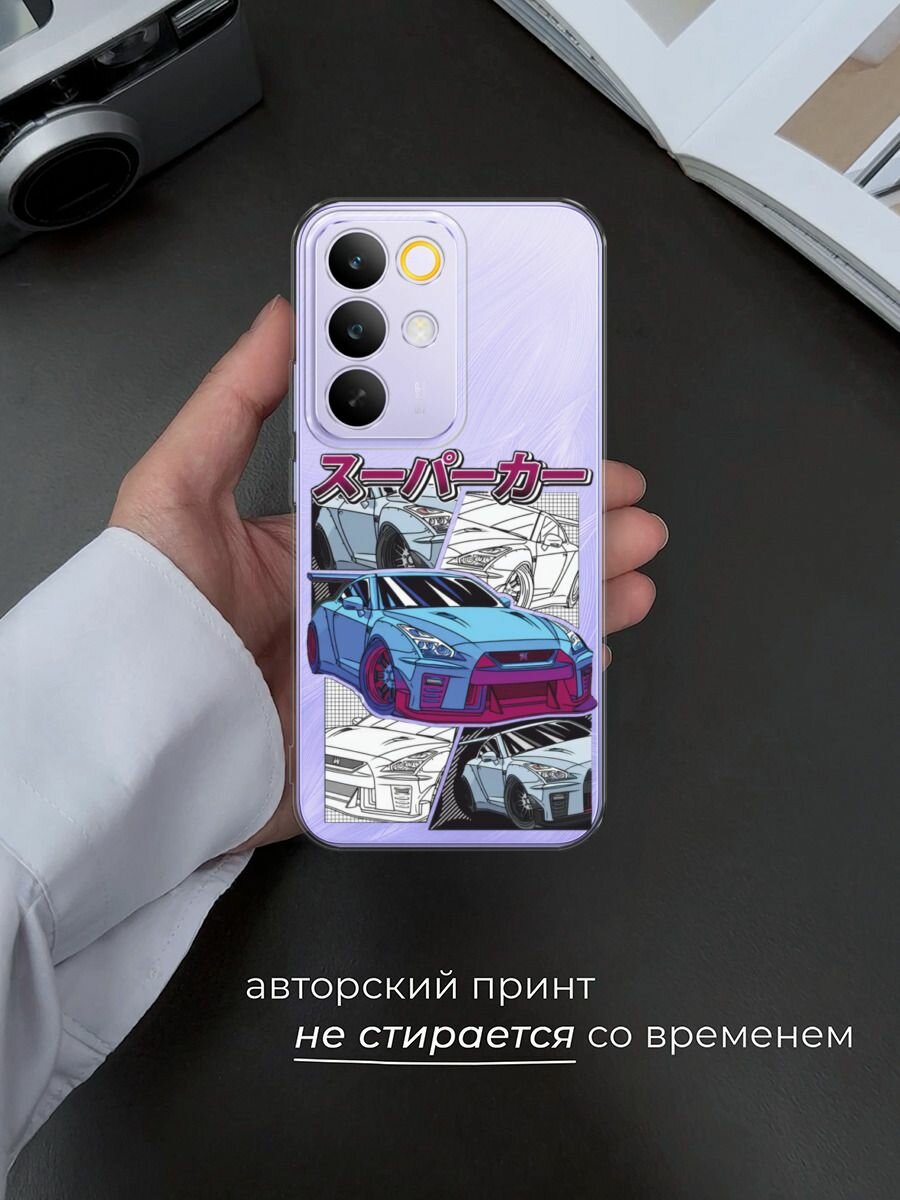 Чехол на Realme C85 Pro / Реалми C85 Про с принтом JDM коллаж, прозрачный — фото 1