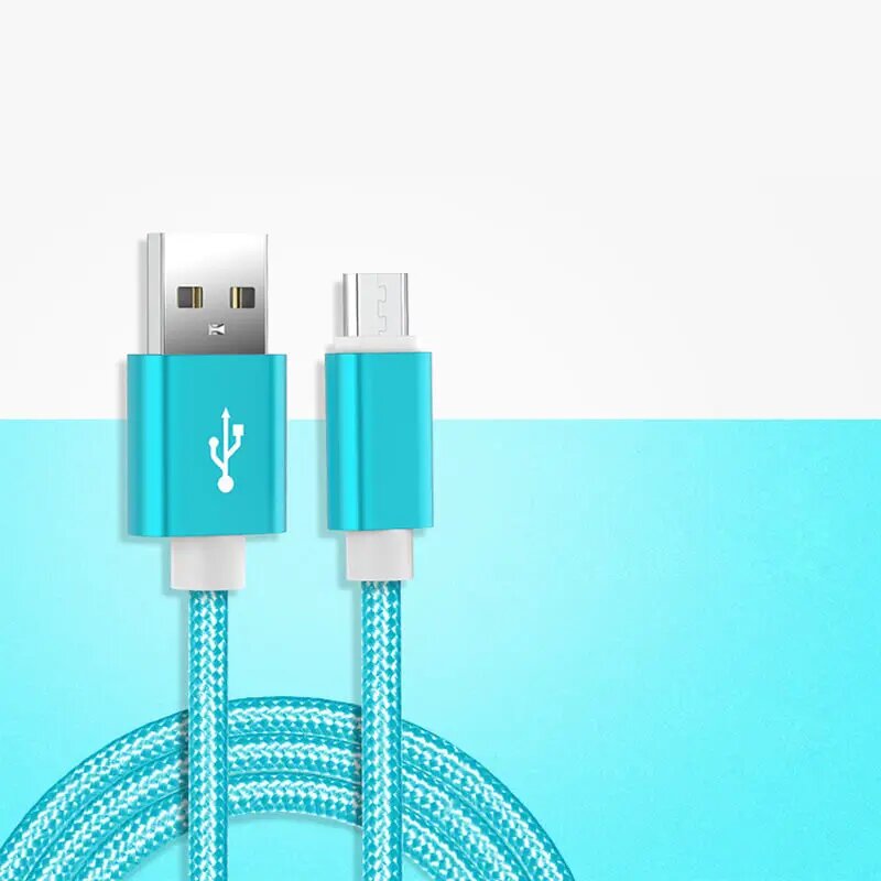 Зарядное устройство Micro USB, нейлоновый плетеный кабель для передачи данных, телефон Android, быстрая зарядка, 2 А, черный, синий, розовый, красный, серебристый, золотой, 1 м, 1,5 м, 2 м