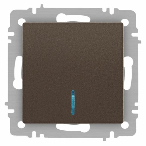 Выключатель 1-кл. СП Accent 6-102-08 10А IP20 250В с подсветкой AL/CU бронза Intro Б0063463