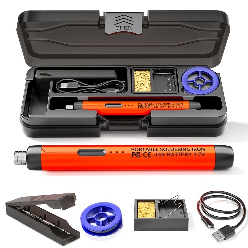Паяльник USB 5V 8W перезаряжаемый портативный низковольтный, мини-инструмент для ручной пайки DIY, красный