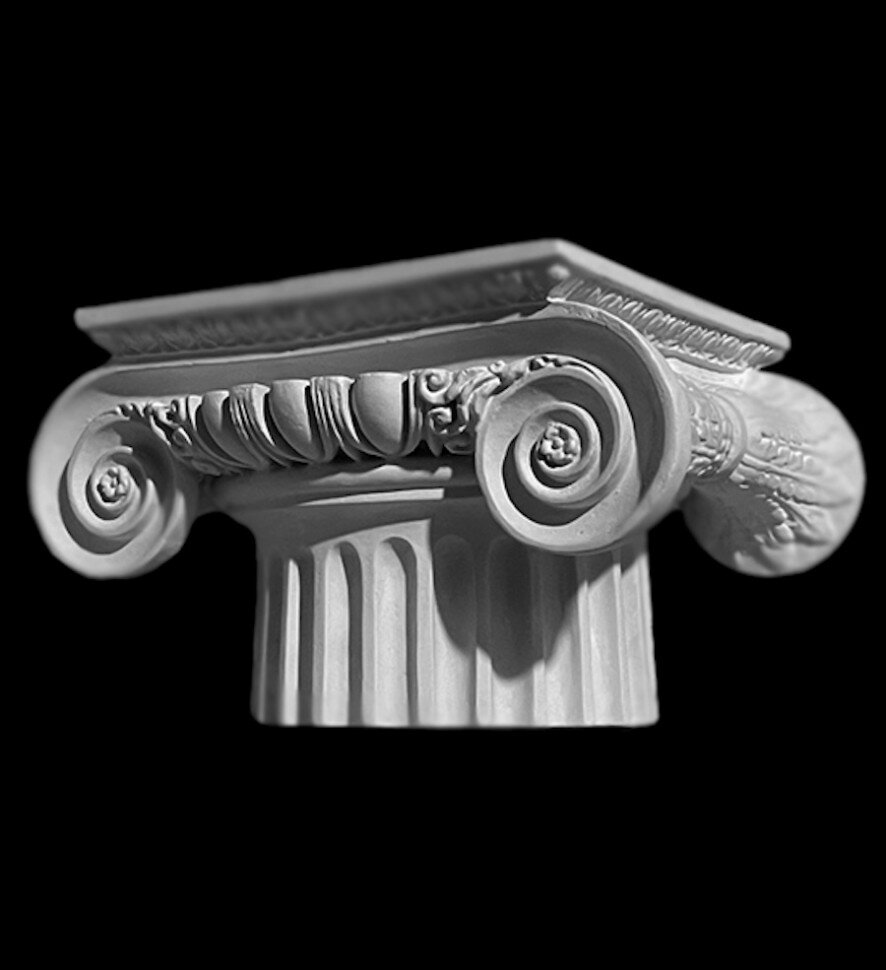 Гипс. Капитель Ионическая , h= 26 см, Экорше, артикул 50-506